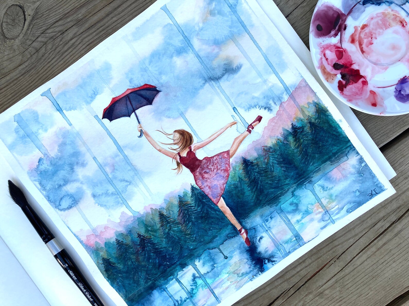 Dancing in the Rain Fine Art Print Dancer Artwork Girls Room - Etsy