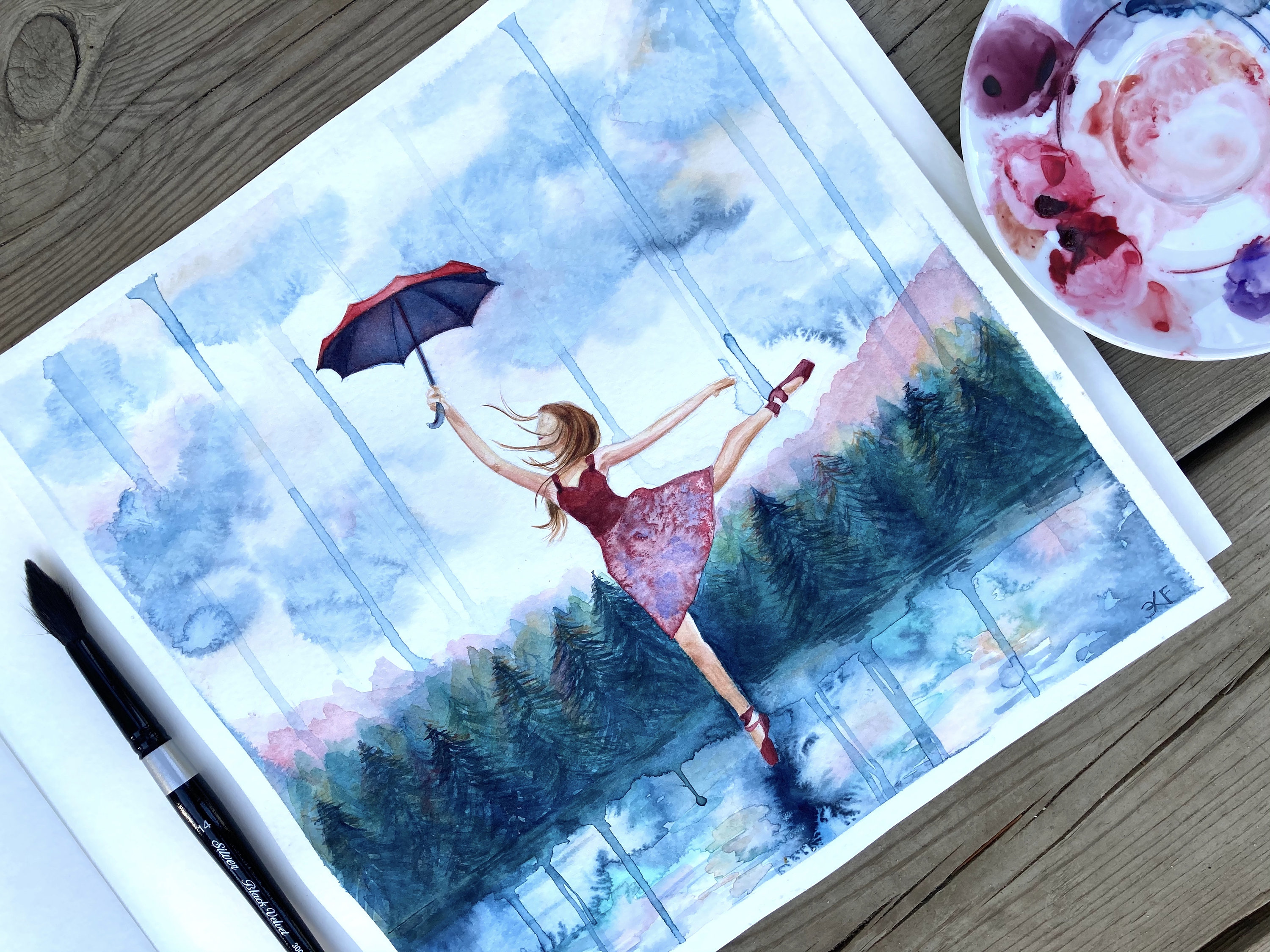 Dancing in the Rain Fine Art Print Dancer Artwork Girls Room | Etsy