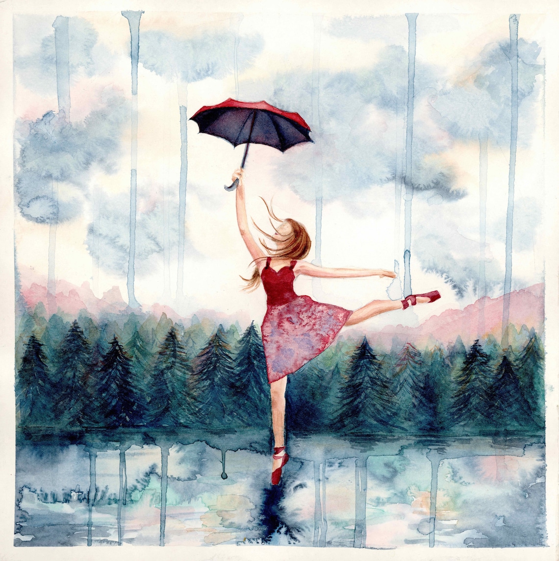 Dancing in the Rain Fine Art Print Dancer Artwork Girls Room - Etsy