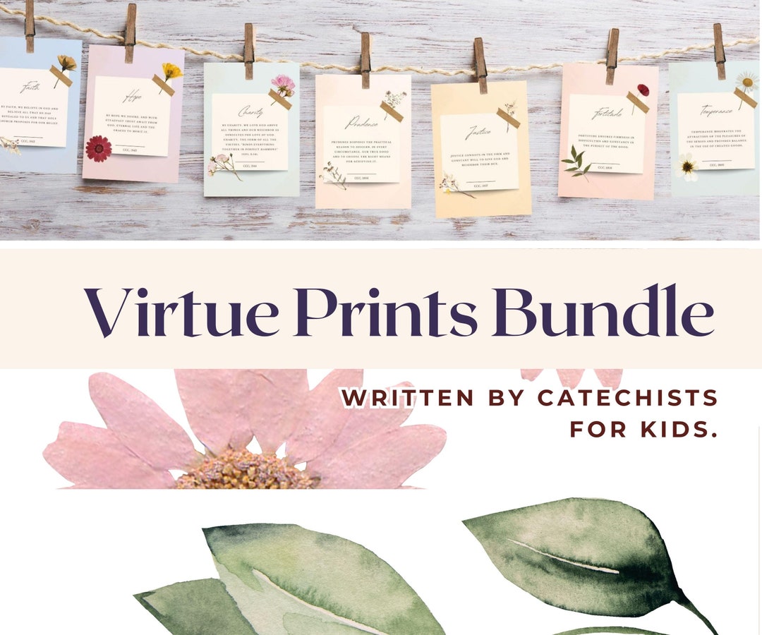 Catholic Virtue Prints Bundle: Homeschool Resources (5x7" Prints) - Etsy