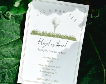 Let's PAR-TEE Birthday Invitation, First Birthday Party, Golf Theme ...