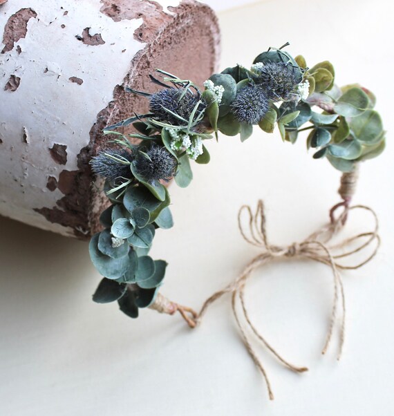 Eucalyptus & Thistle Crown - Etsy