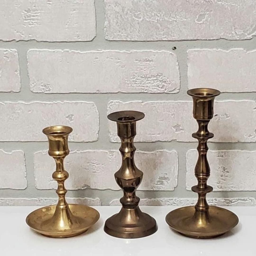 Trio Vintage Brass Candlesticks, Victorian Style Taper Holders - Etsy