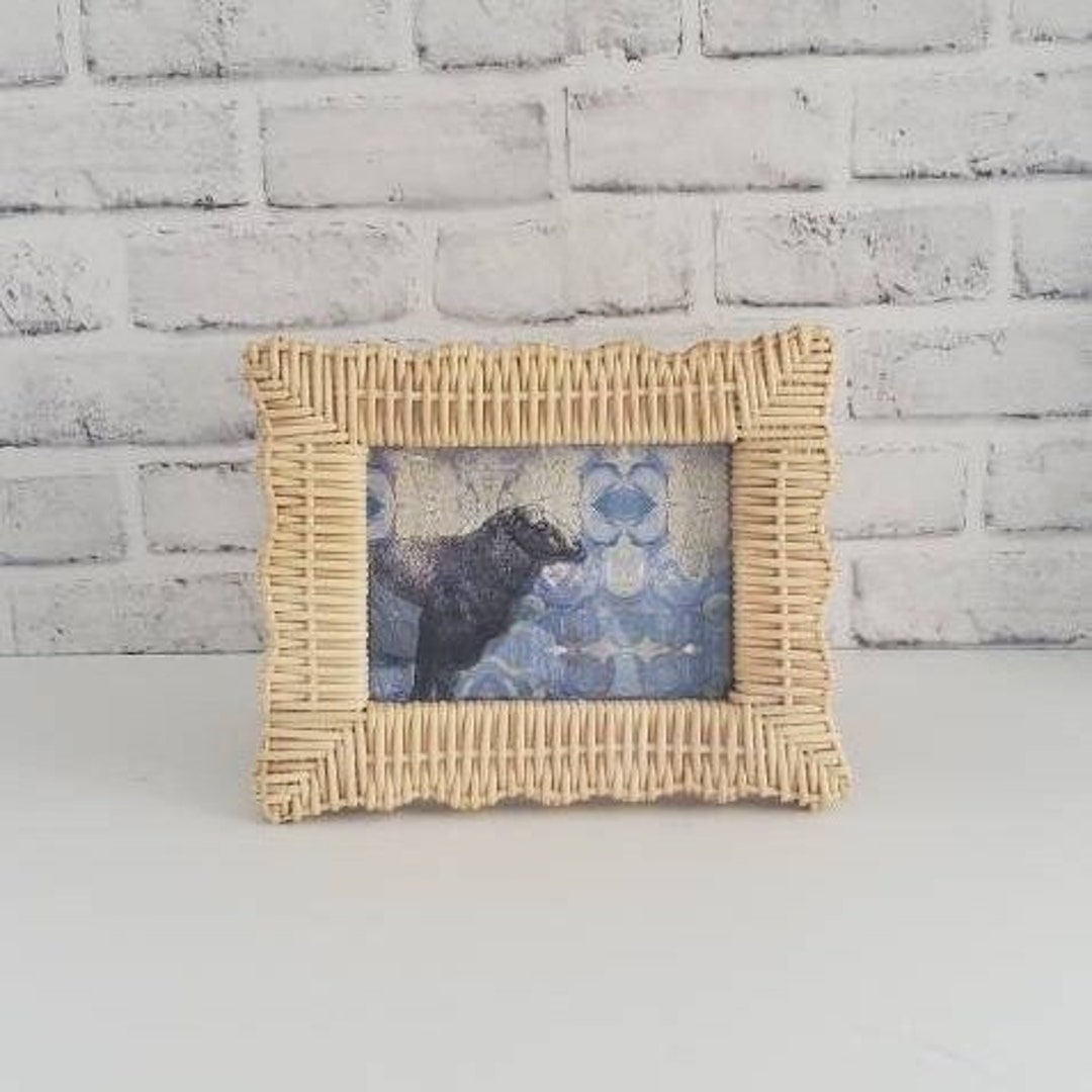 Woven Rattan Framed Original Art, Collage Lamb Art Print on Canvas - Etsy