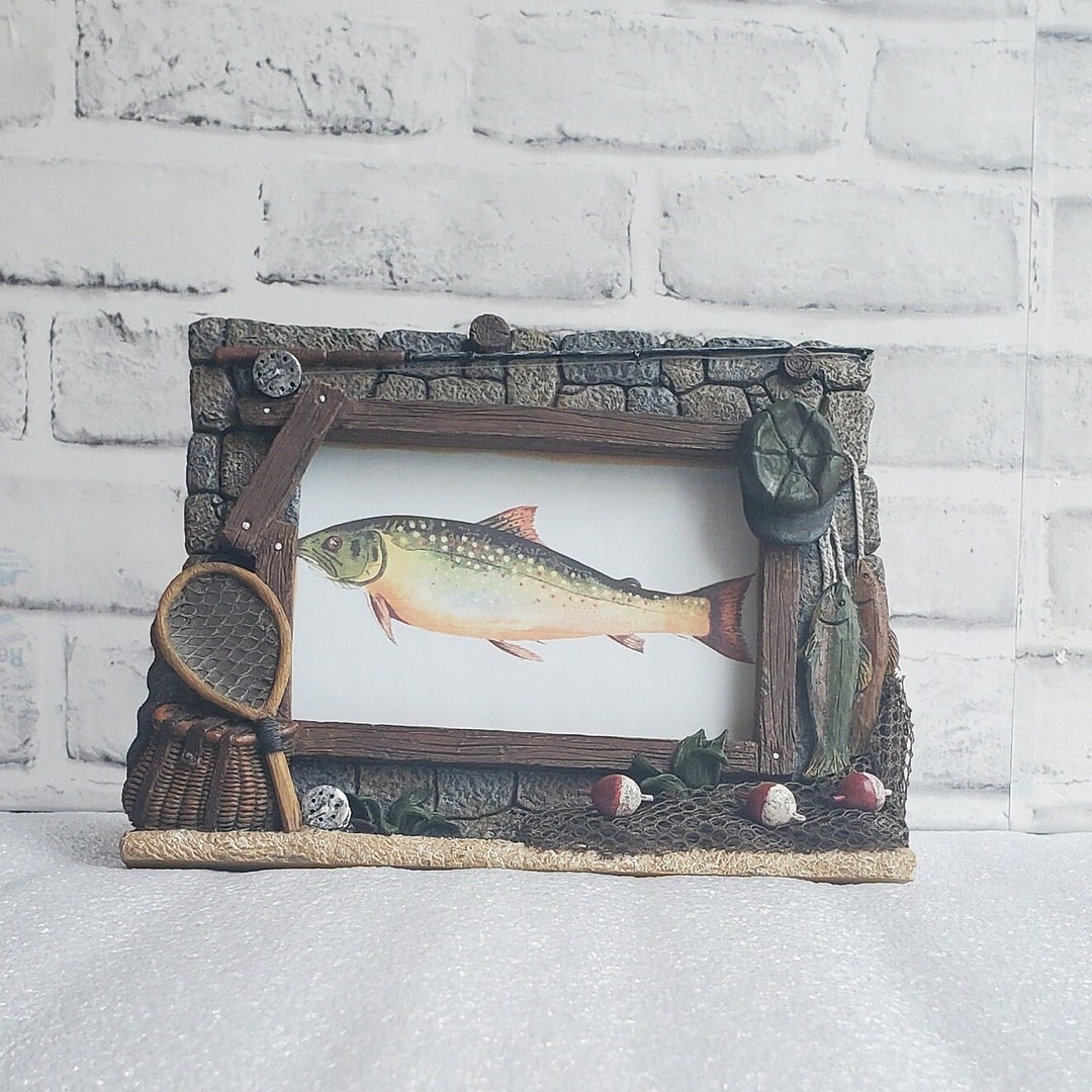 Vintage 3D Fishing Theme Frame, Cabin Framed Fish - Etsy