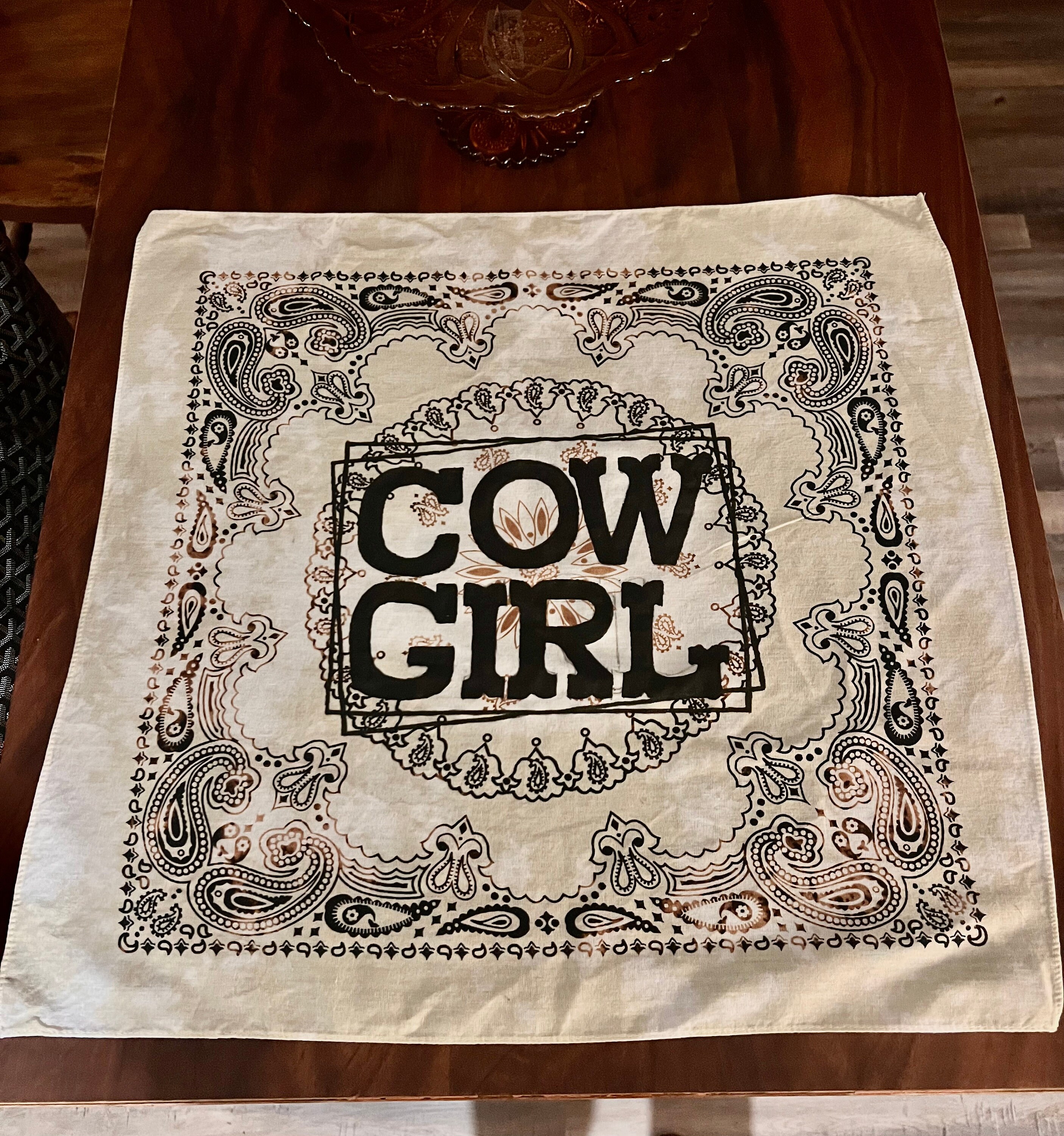 Hand Painted Cowgirl Bandana (frame Not Included) - Etsy