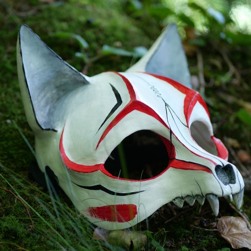 Fox Skull Mask Kitsune Mask Fox Larp Gn Furry Roleplay - Etsy
