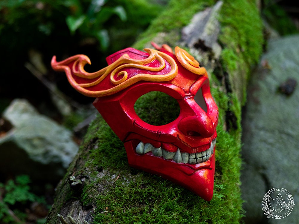 Japanese Demon Mask Jhin Oni Mask Larp Gn Furry Roleplay Cosplay ...