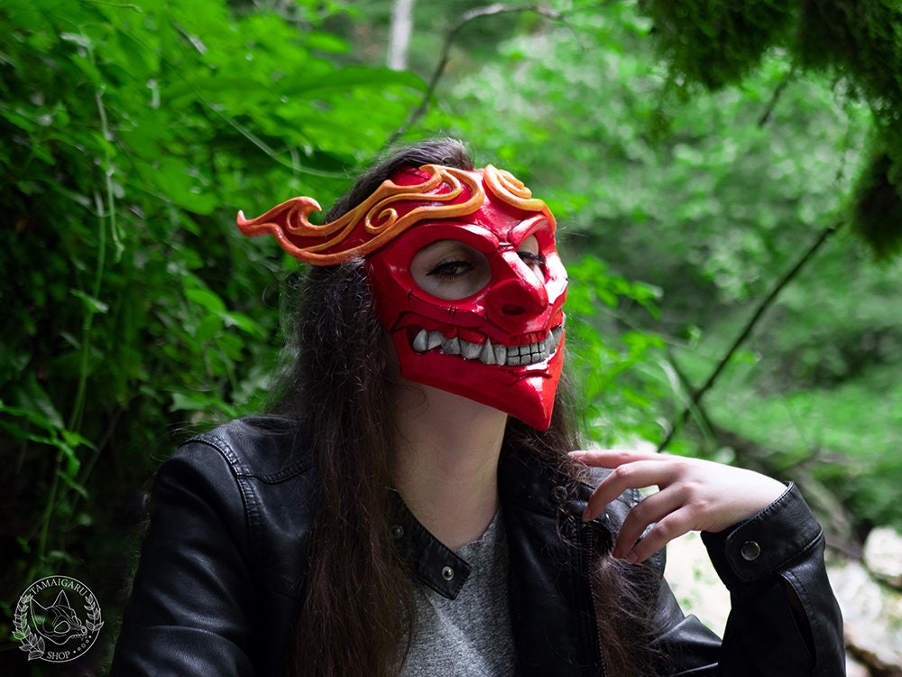 Japanische Dämonenmaske Jhin Oni Maske Larp Larp Furry Rollenspiel ...