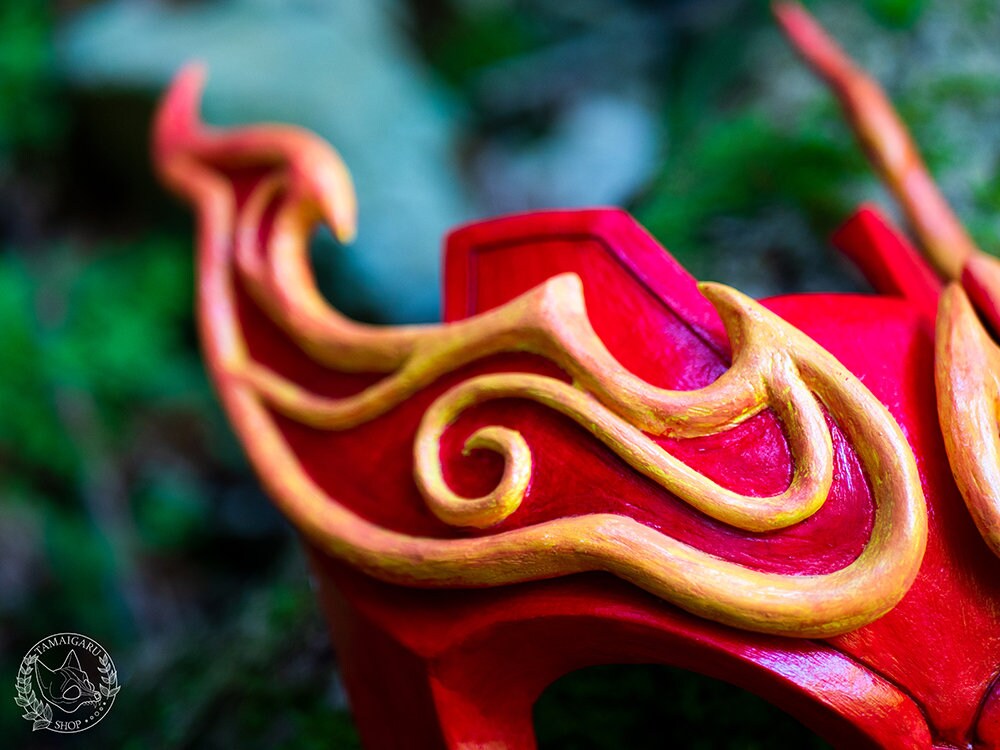 Japanese Demon Mask Jhin Oni Mask Larp Gn Furry Roleplay Cosplay ...