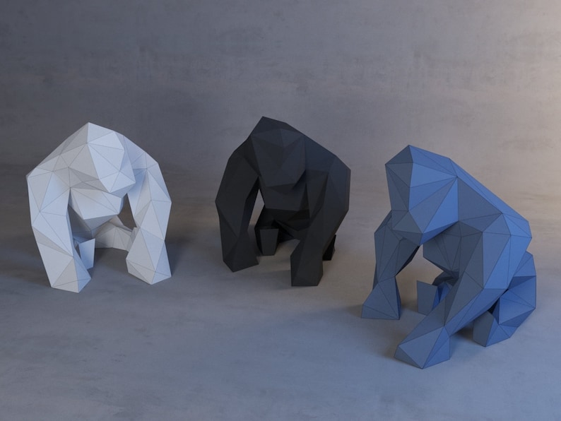 Paper Gorilla, Papercraft, Digital Template, Origami, PDF Download DIY ...