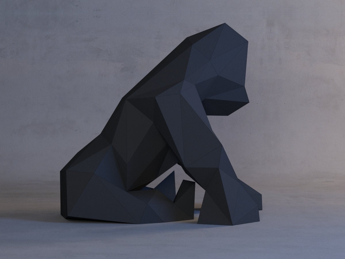 Paper Gorilla, Papercraft, Digital Template, Origami, PDF Download DIY ...