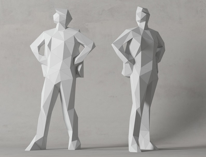 Paper Man, Papercraft, Digital Template, Origami, PDF Download DIY, Low ...