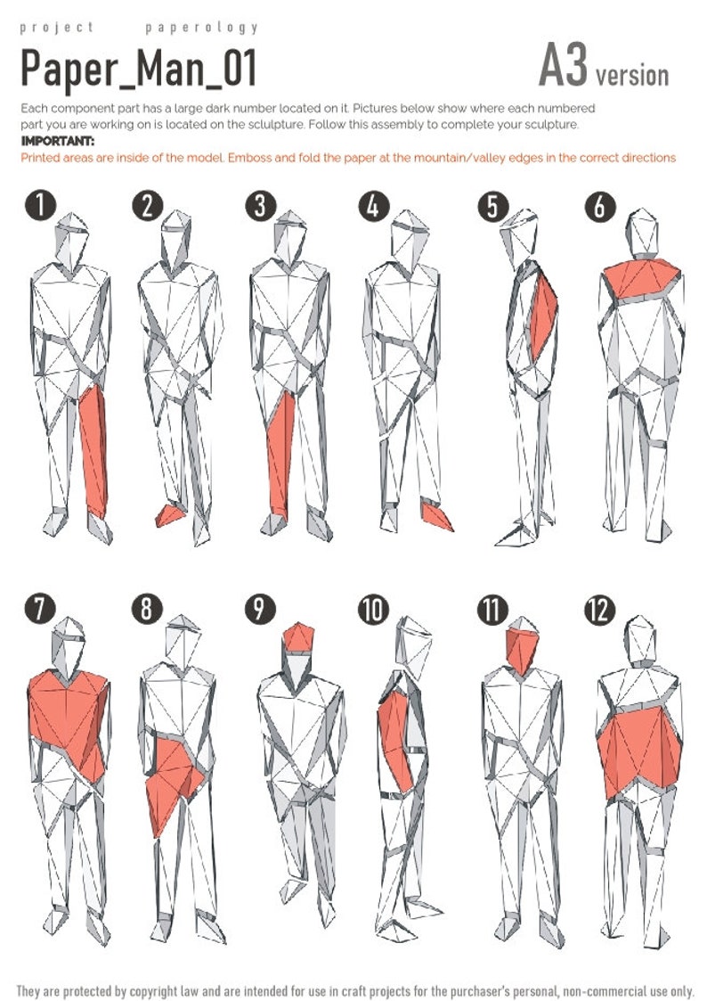 Paper Man Papercraft Digital Template Origami PDF Download - Etsy UK