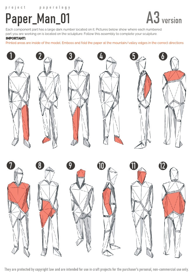 Paper Man Papercraft Digital Template Origami PDF Download - Etsy UK