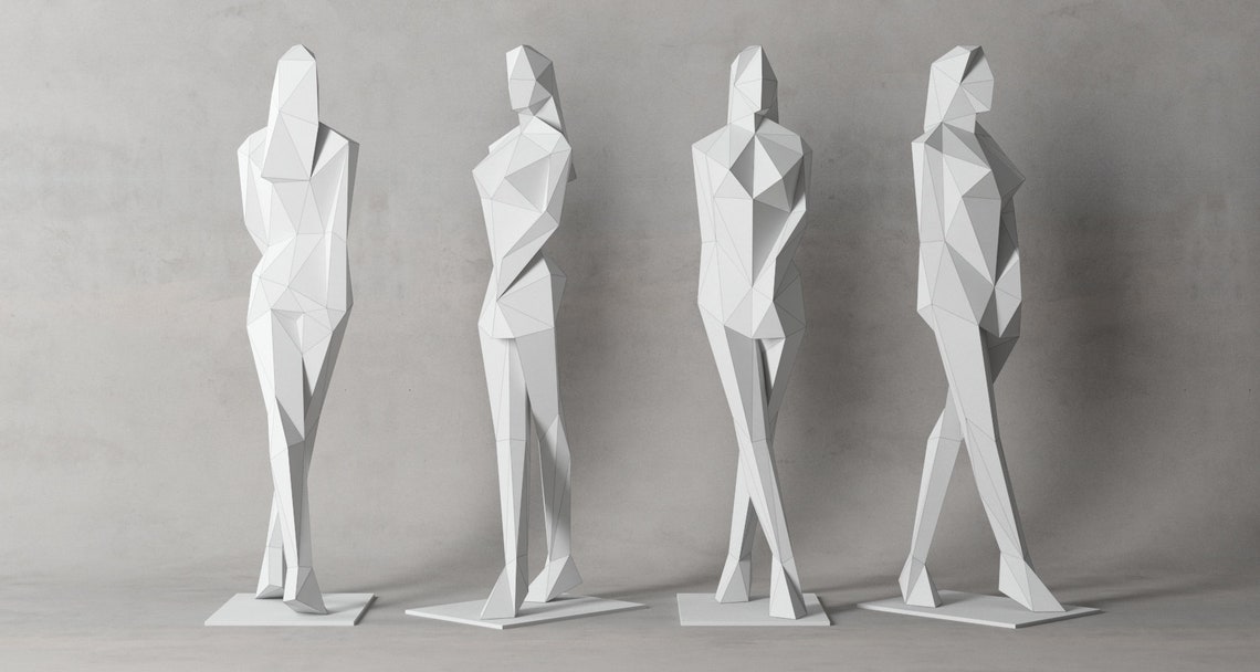 Mujer de papel, Papercraft, Plantilla digital, Origami, Descarga PDF ...