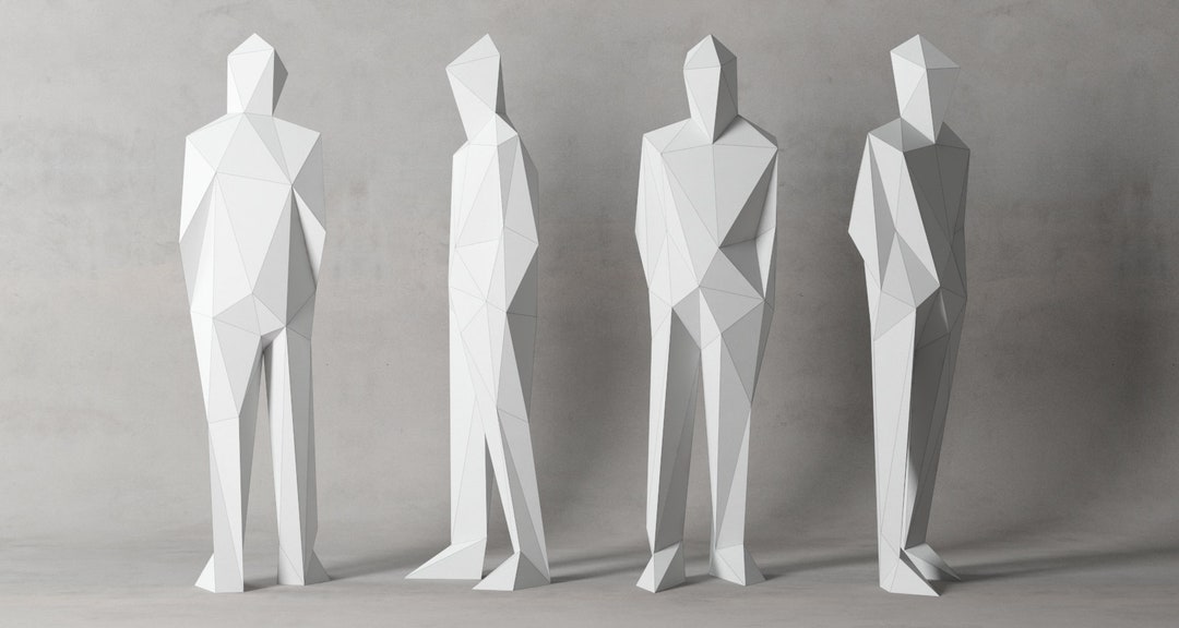 Paper Man, Papercraft, Digital Template, Origami, PDF Download DIY, Low ...