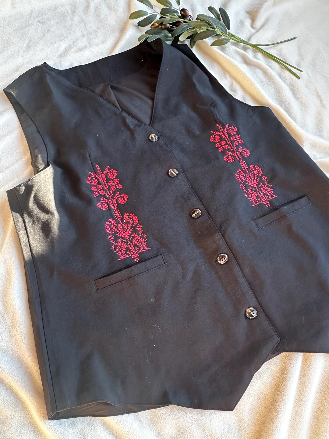 Tatreez Vest| Simple Tatreez Vest | Palestine Clothes - Etsy