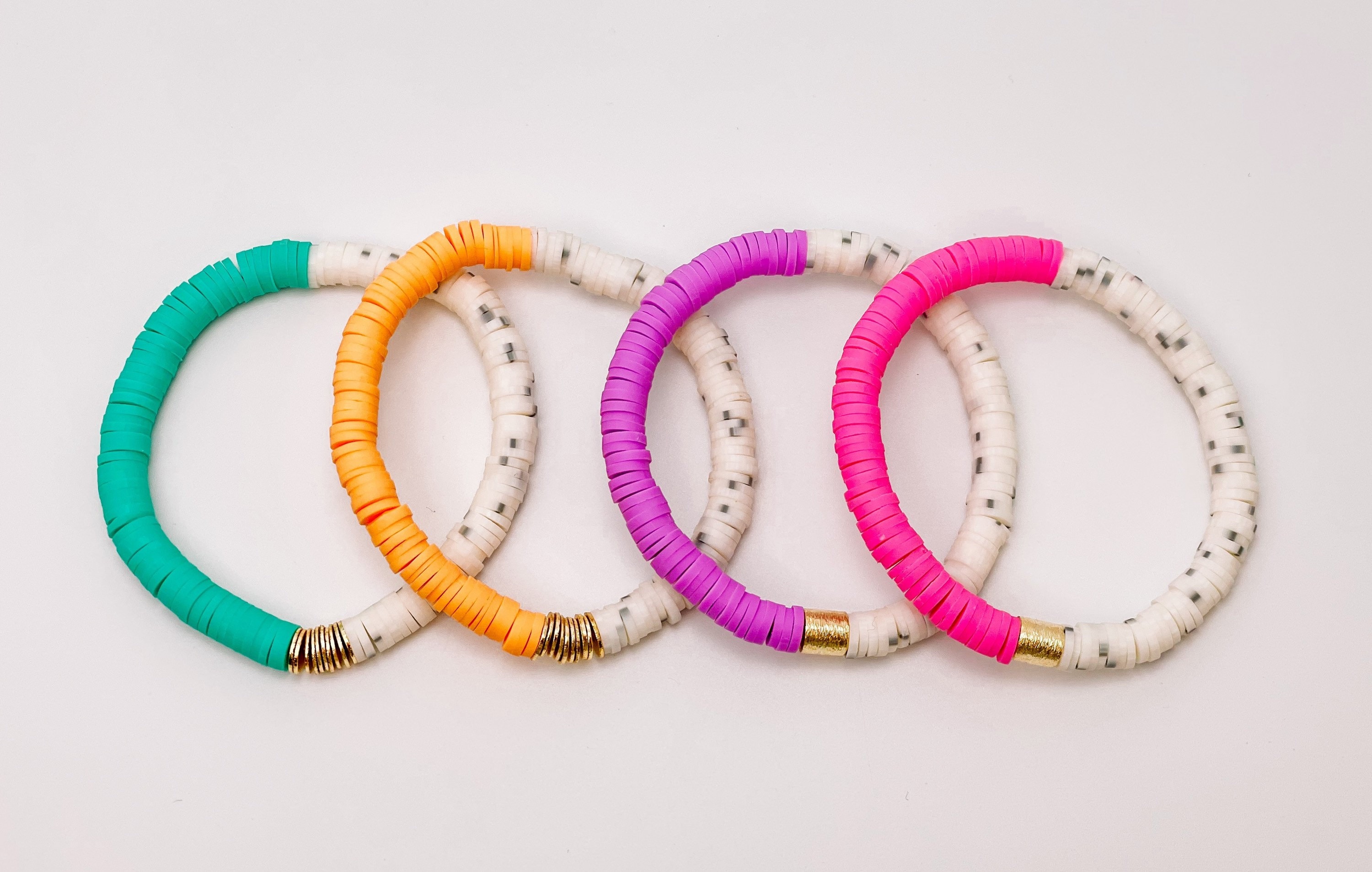 Grey and White Speckle Color Block Bracelet, Color Block Bead Bracelet ...