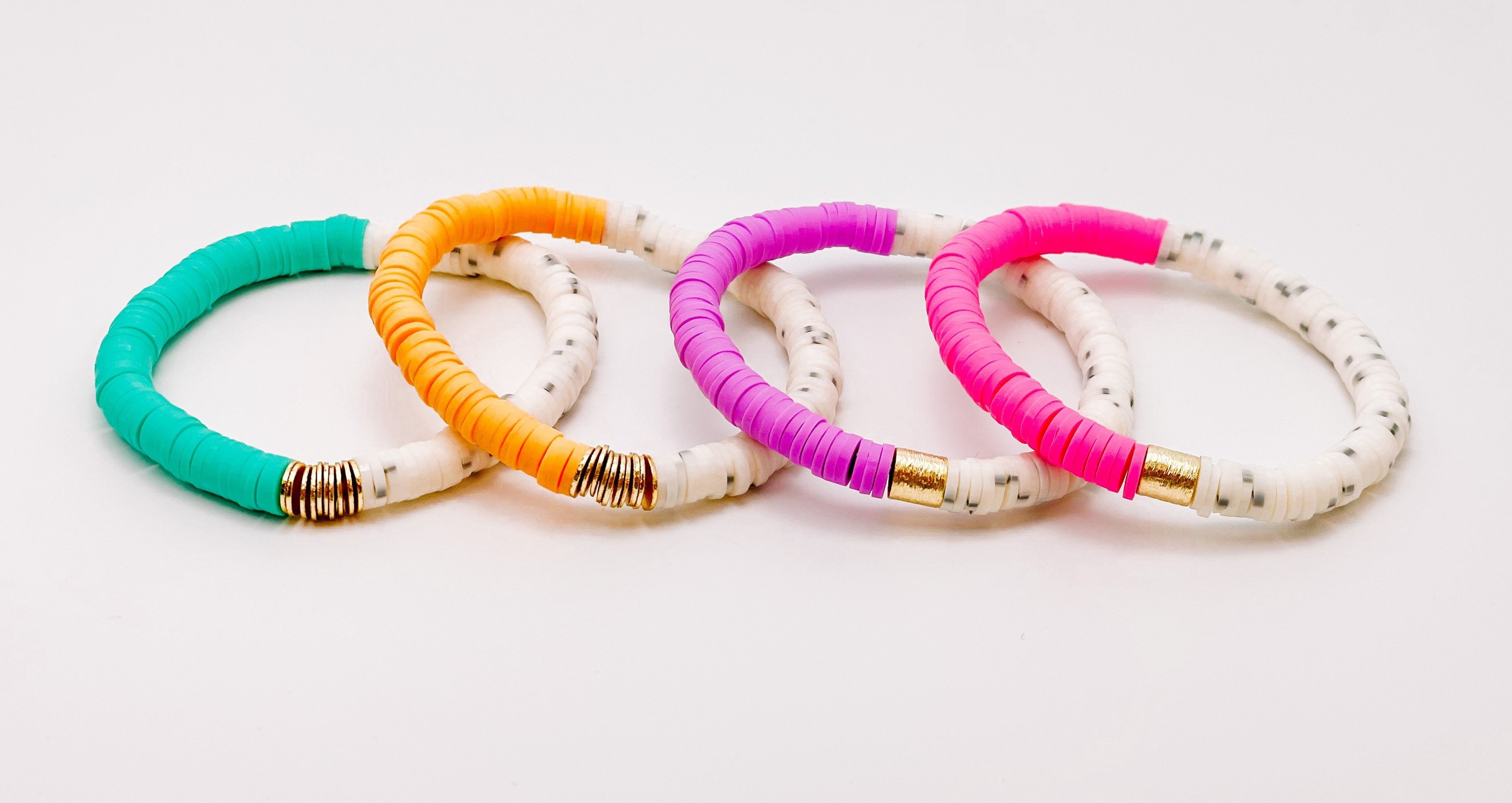 Grey and White Speckle Color Block Bracelet, Color Block Bead Bracelet ...