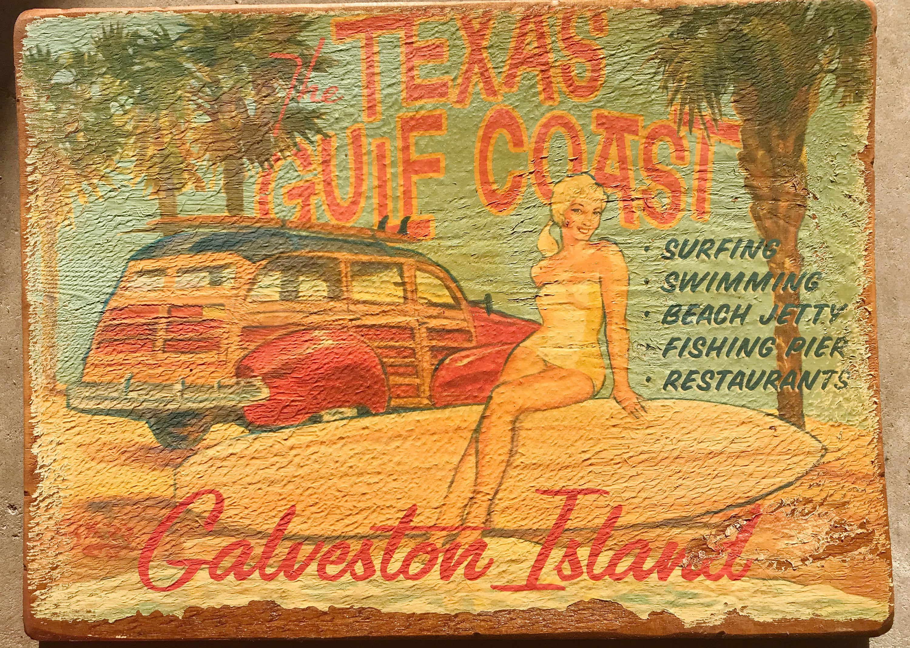 Vintage Gulf Coast Texas Surf Art Wooden Sign Wall Decor - Etsy