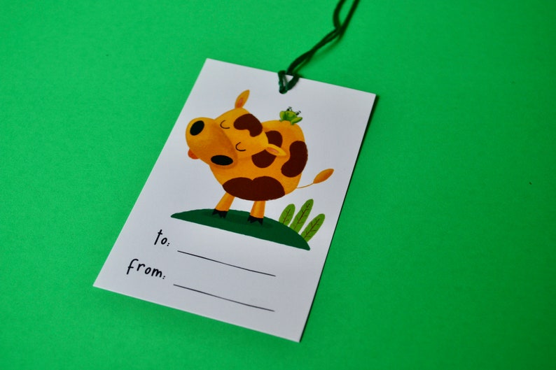 Cow Gift Tags Set Birthday Gift Tags Set of 8 Illustration Gift Tag Set ...
