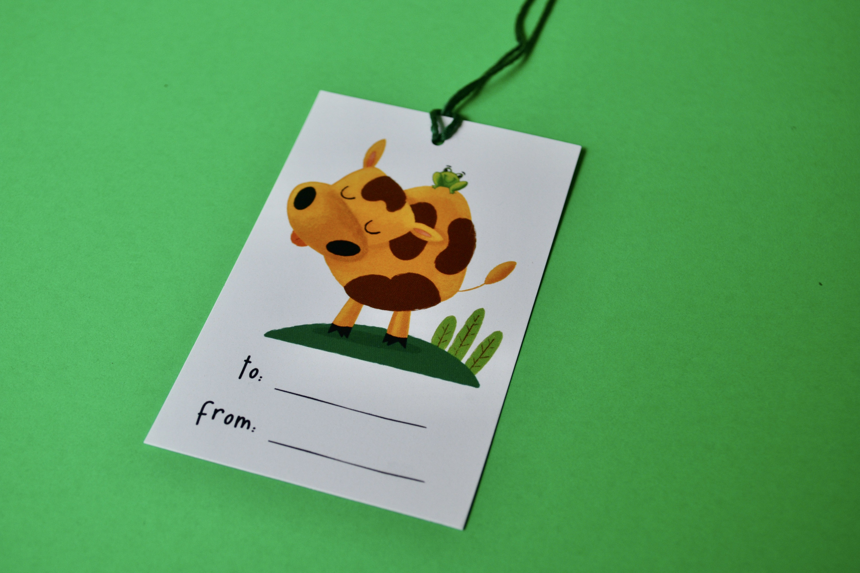 Cow Gift Tags Set Birthday Gift Tags Set of 8 Illustration Gift Tag Set ...