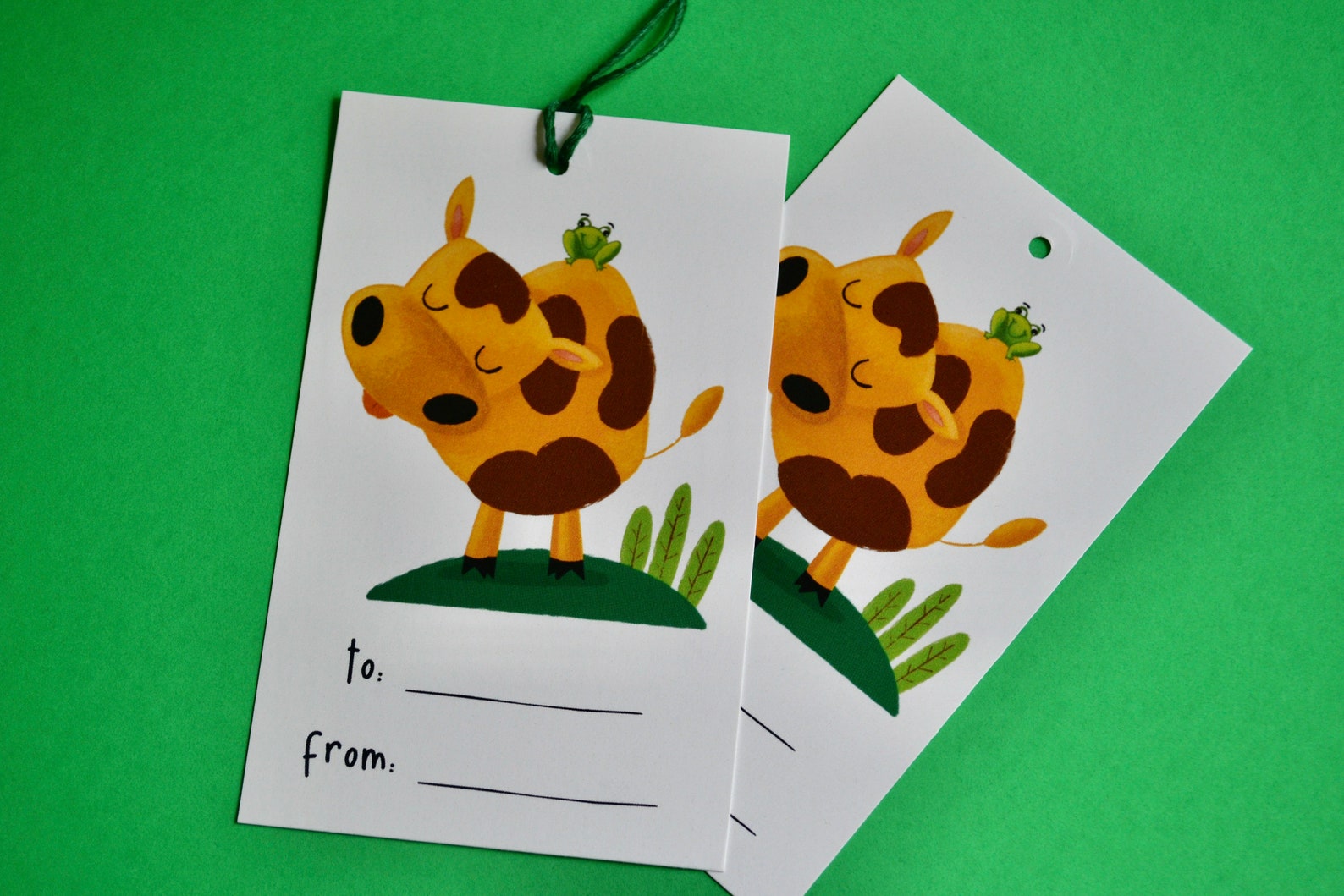 Cow Gift Tags Set Birthday Gift Tags Set of 8 Illustration Gift Tag Set ...