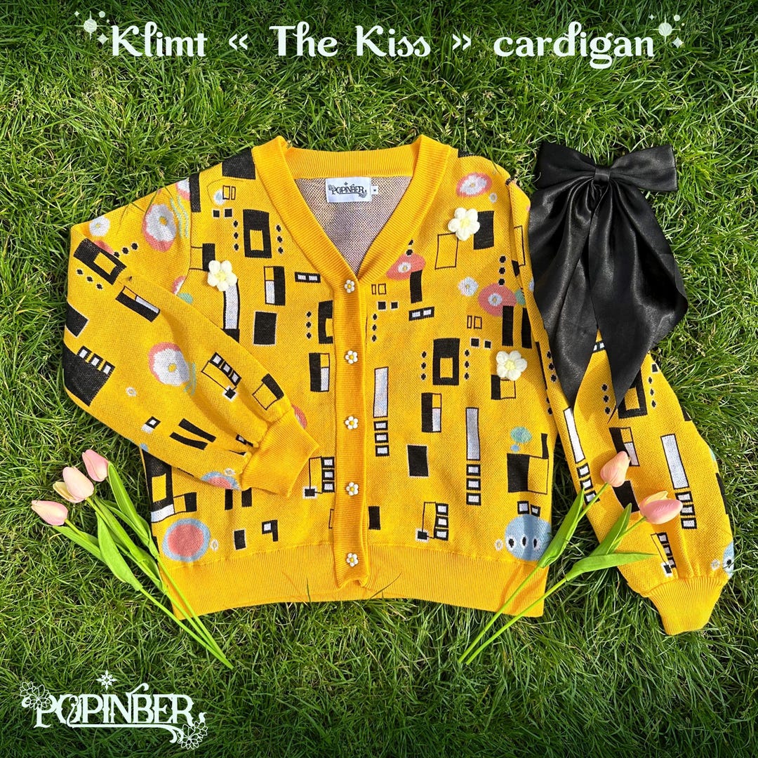 Klimt the Kiss Cardigan Embroidered Art Sweater Gift for Art Lover - Etsy