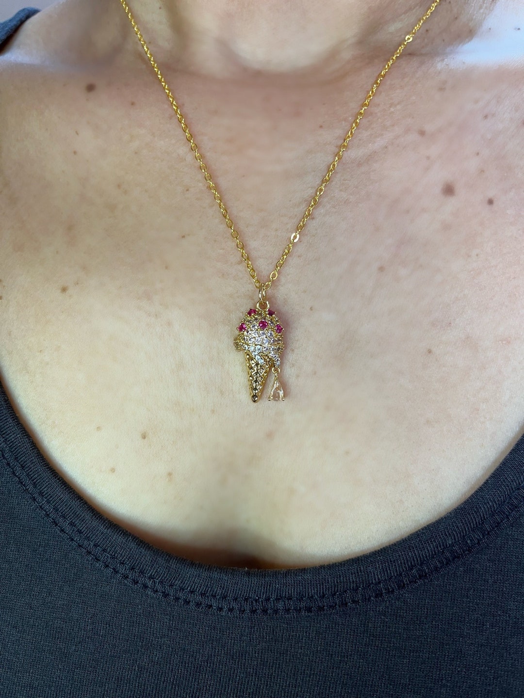 Cubic Ice Cream Charm Ice-cream Cone Summer Pendant 18K - Etsy