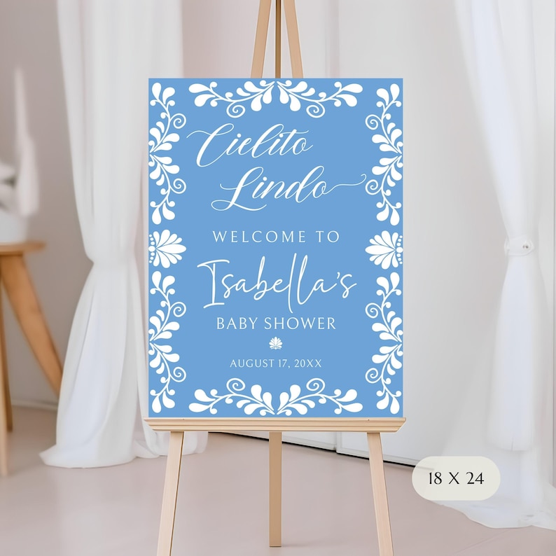 Cielito Lindo Baby Shower Welcome Sign Printed or Digital, Talavera ...