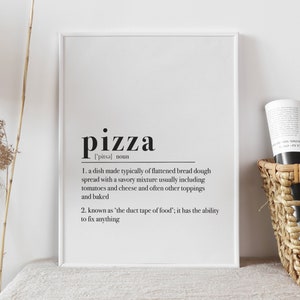 Pizza Definition, Printable Dictionary Poster, Kitchen Wall Art, Foodie ...