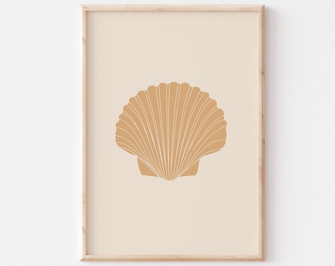 Shell Wall Art Minimalist Beach Shell Printable Poster Beige - Etsy