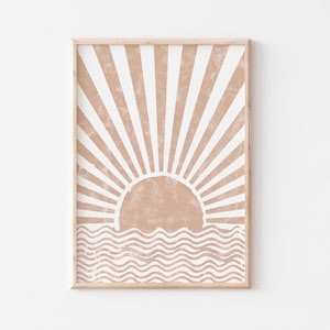 Minimalist Sunburst Print, Orange Sunrise Wall Art (digital Download ...
