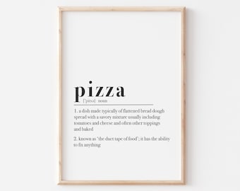 Pizza Definition Printable Dictionary Poster Kitchen Wall | Etsy