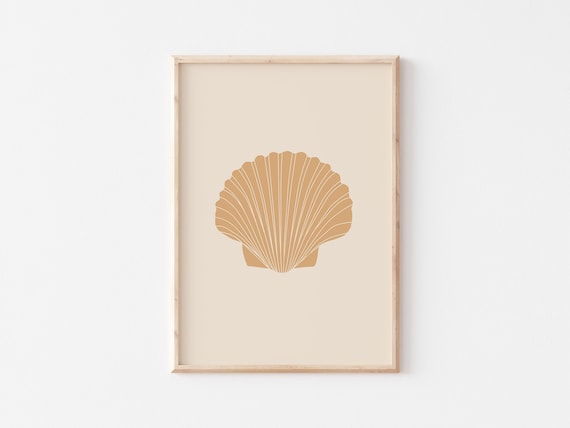 Shell Wall Art Minimalist Beach Shell Printable Poster Beige - Etsy