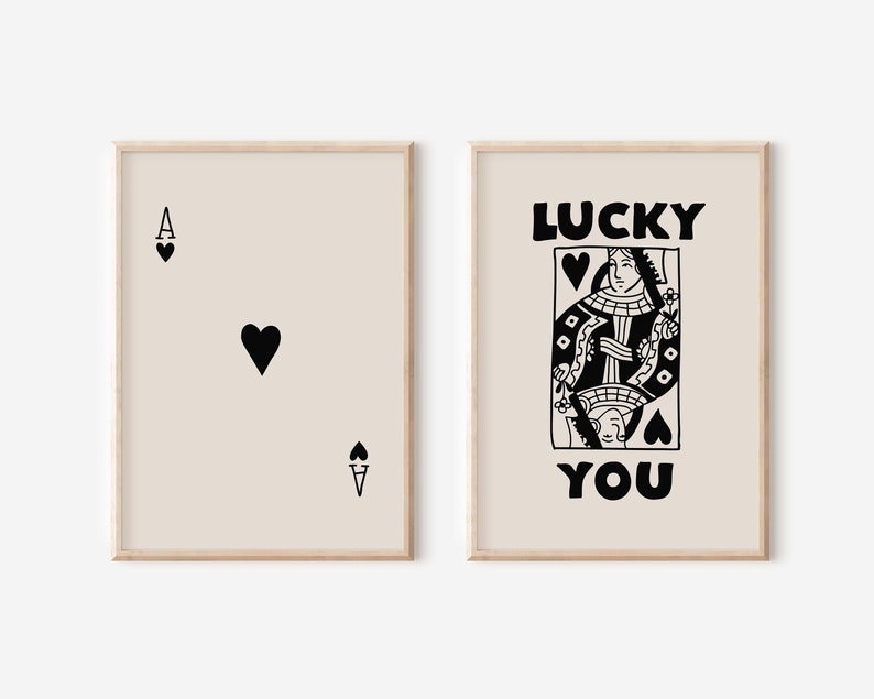 Retro Wall Art Set of 2 Trendy Aesthetic Print Ace Card - Etsy