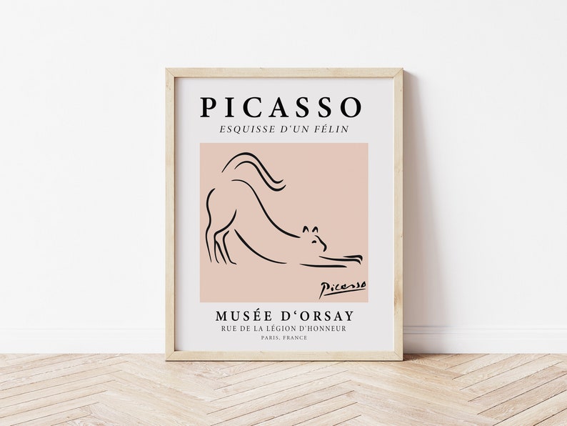 Picasso Art Print Line Art Cat Poster Museum Exhibition - Etsy
