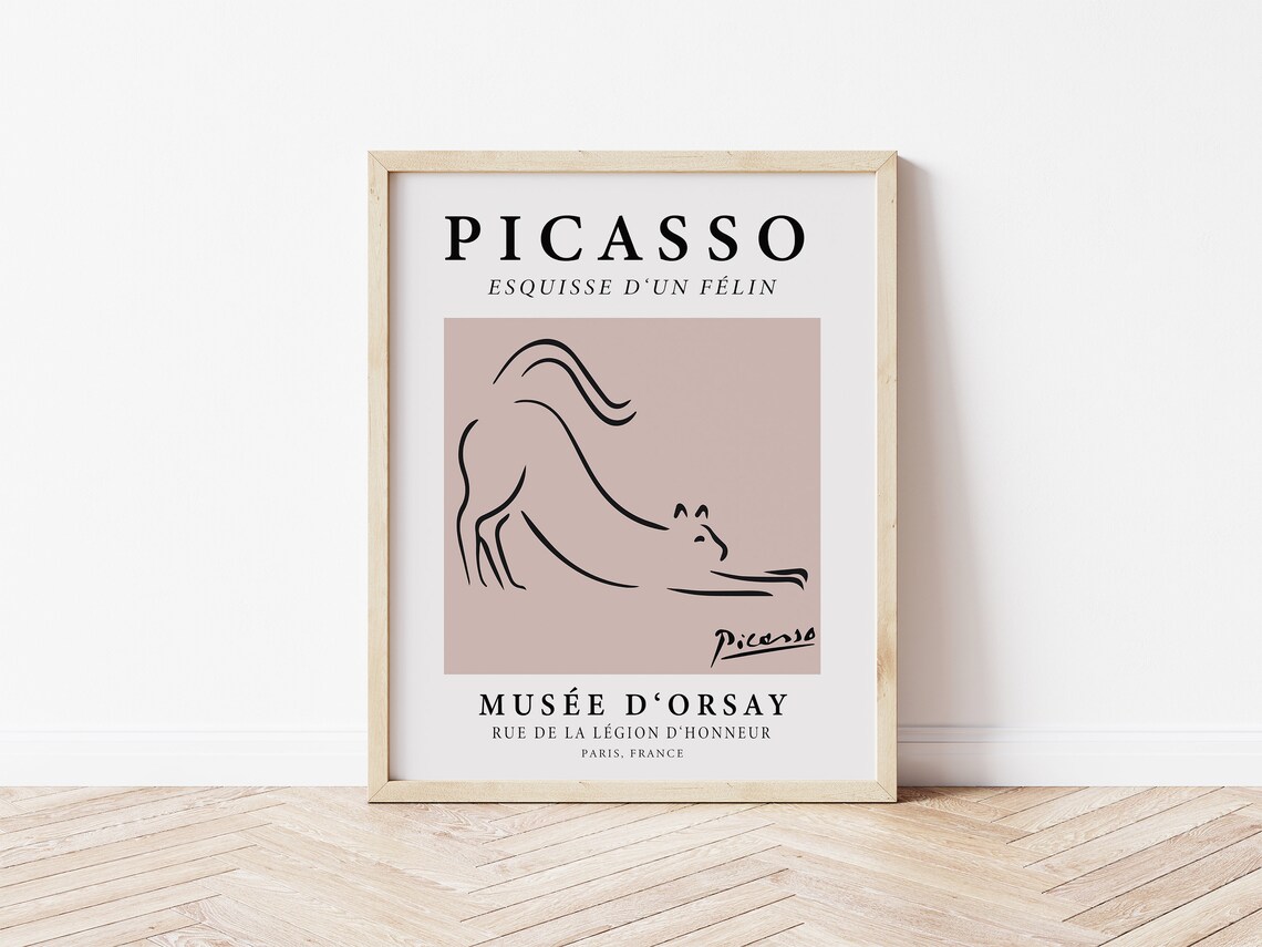 Picasso Art Print Line Art Cat Printable Poster Museum - Etsy