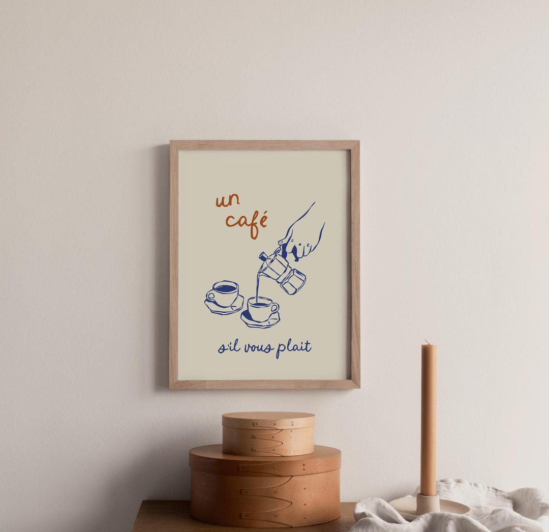 Un Cafe S'il Vous Plait Art Print, French Breakfast Wall Art, Kitchen ...