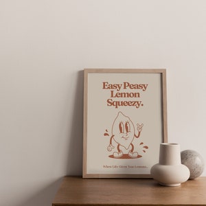 Easy Peasy Lemon Squeezy, Retro Wall Art, Retro Character Illustration ...
