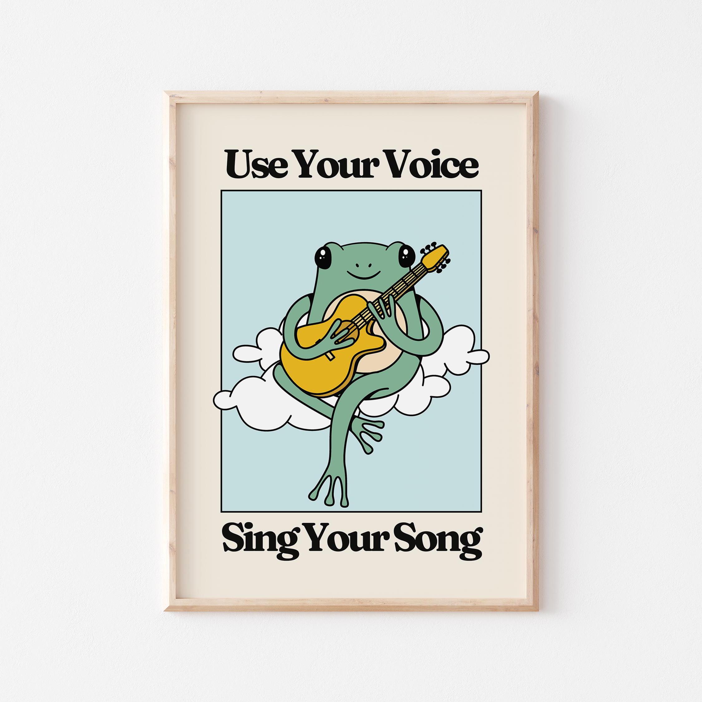 Retro Frog Art PRINT, Use Your Voice Sing Your Song, Motivational ...