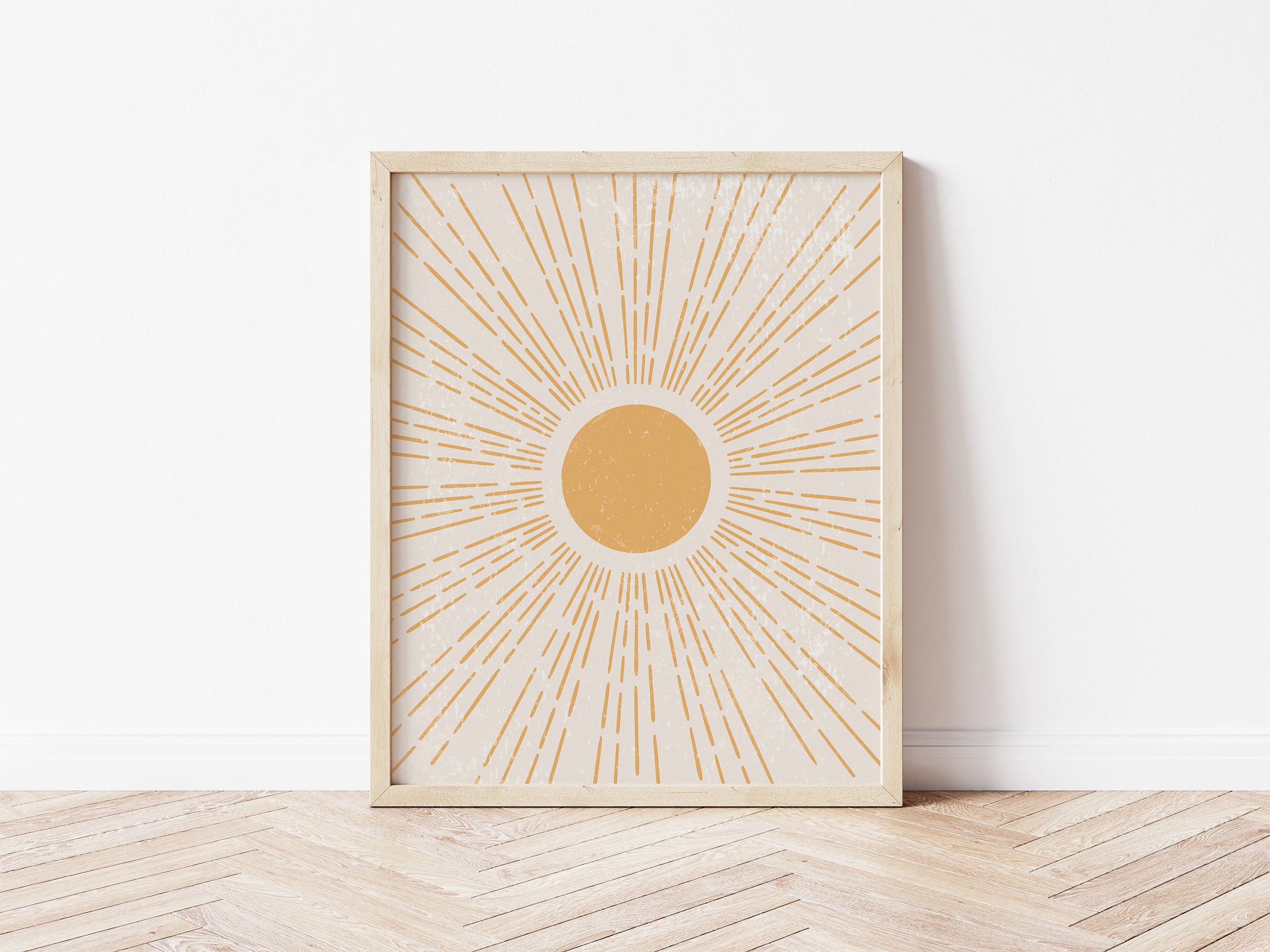 Boho Sunburst Art Print, Abstract Yellow Sunshine Poster - Etsy