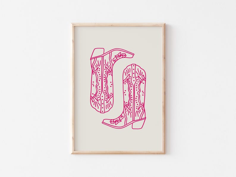 Pink Cowboy Boots Printable Poster, Wild West Wall Art (digital ...