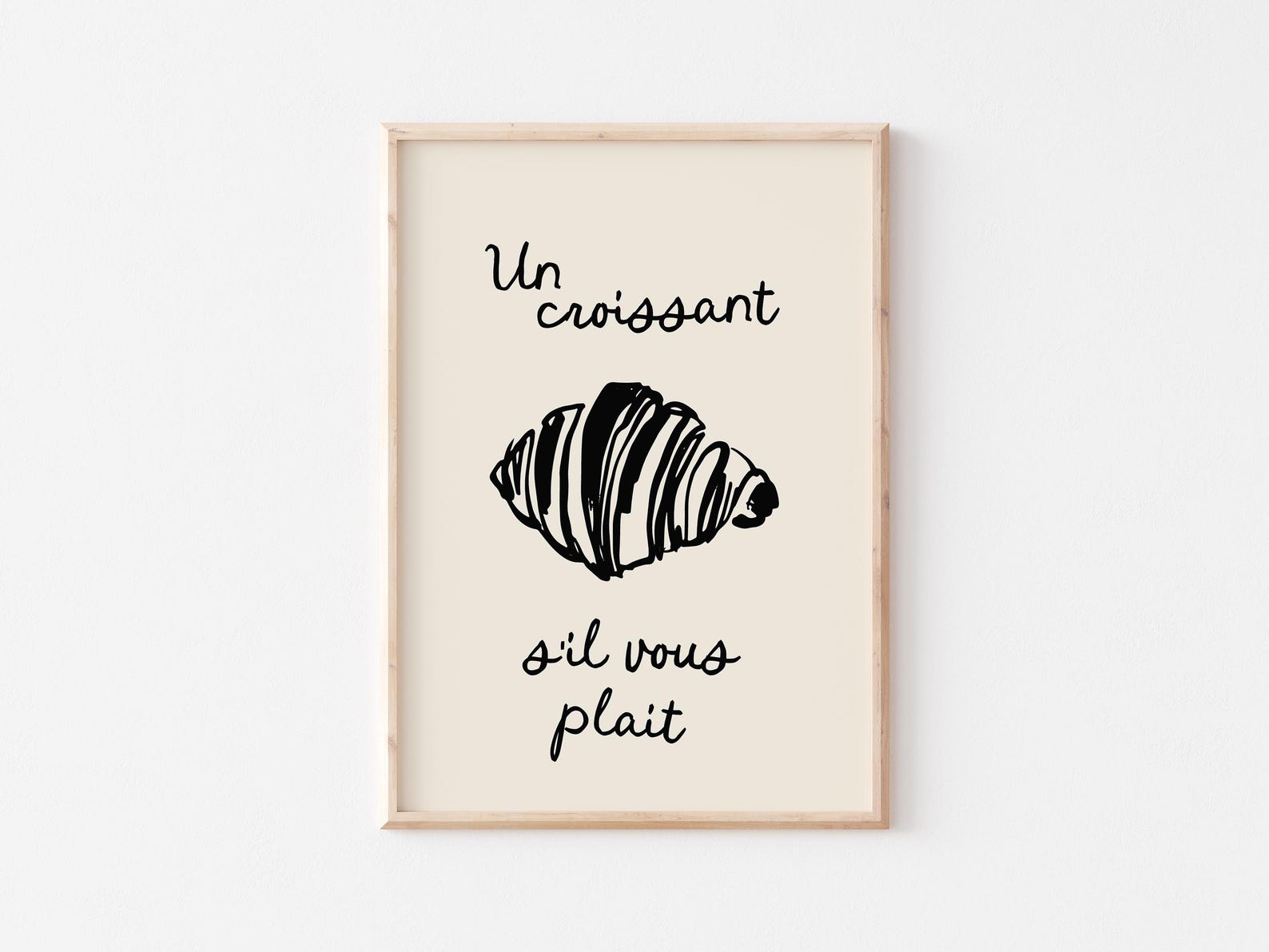 French Croissant Art Print, Kitchen Cafe Decor (digital Download) - Etsy