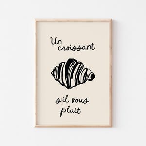 French Croissant Art Print, Kitchen Cafe Decor (digital Download) - Etsy