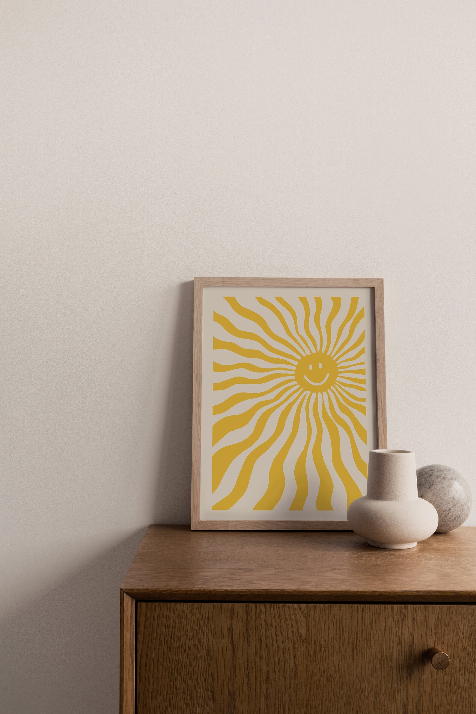 Retro Smiley Face Art Print, 70s Sunshine Poster, Nursery Decor - Etsy