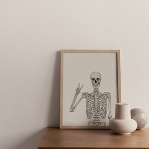 Halloween PRINTABLE Wall Art, Happy Skeleton Spooky Home Decoration ...