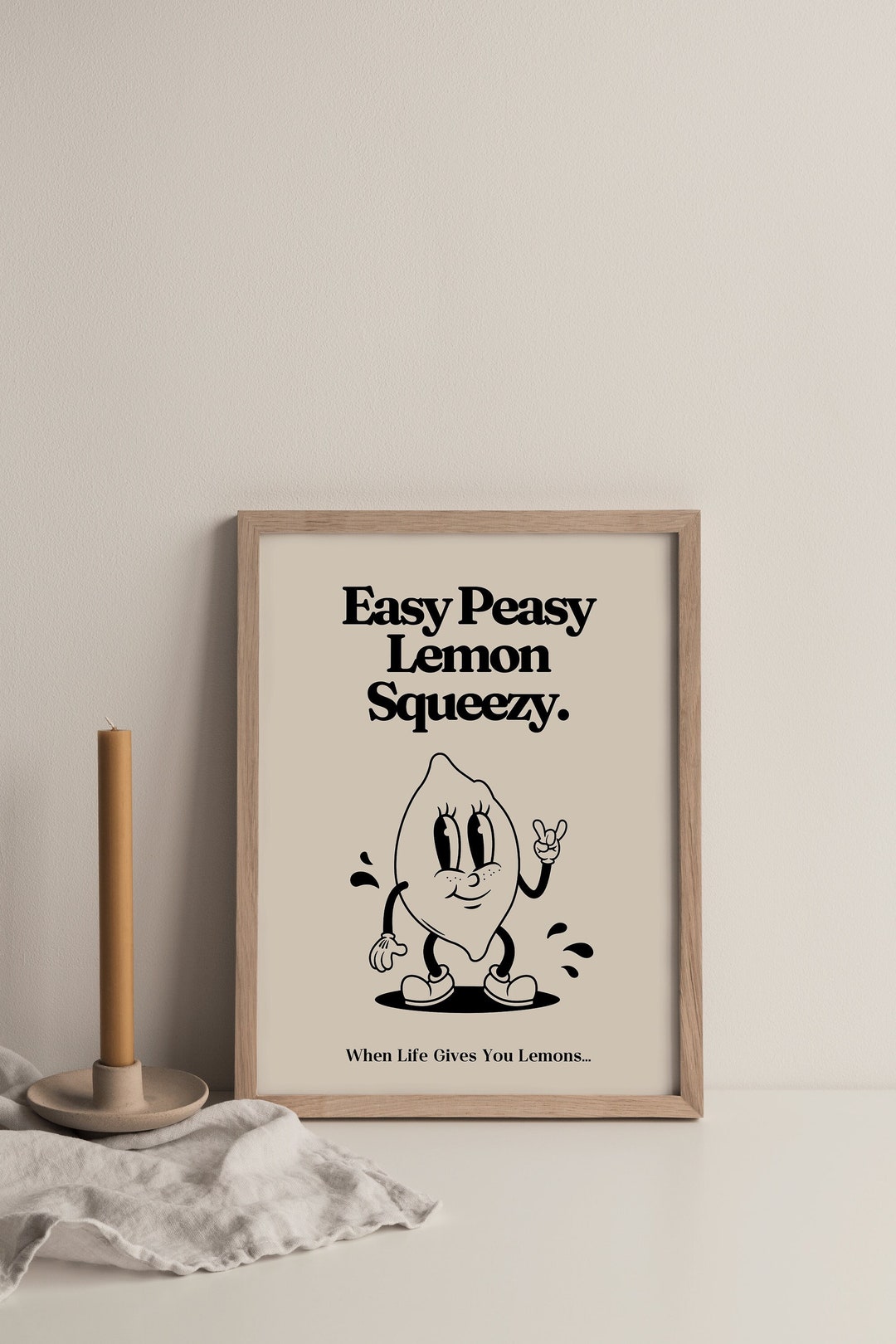 Easy Peasy Lemon Squeezy Printable, Retro Cartoon Character Digital ...