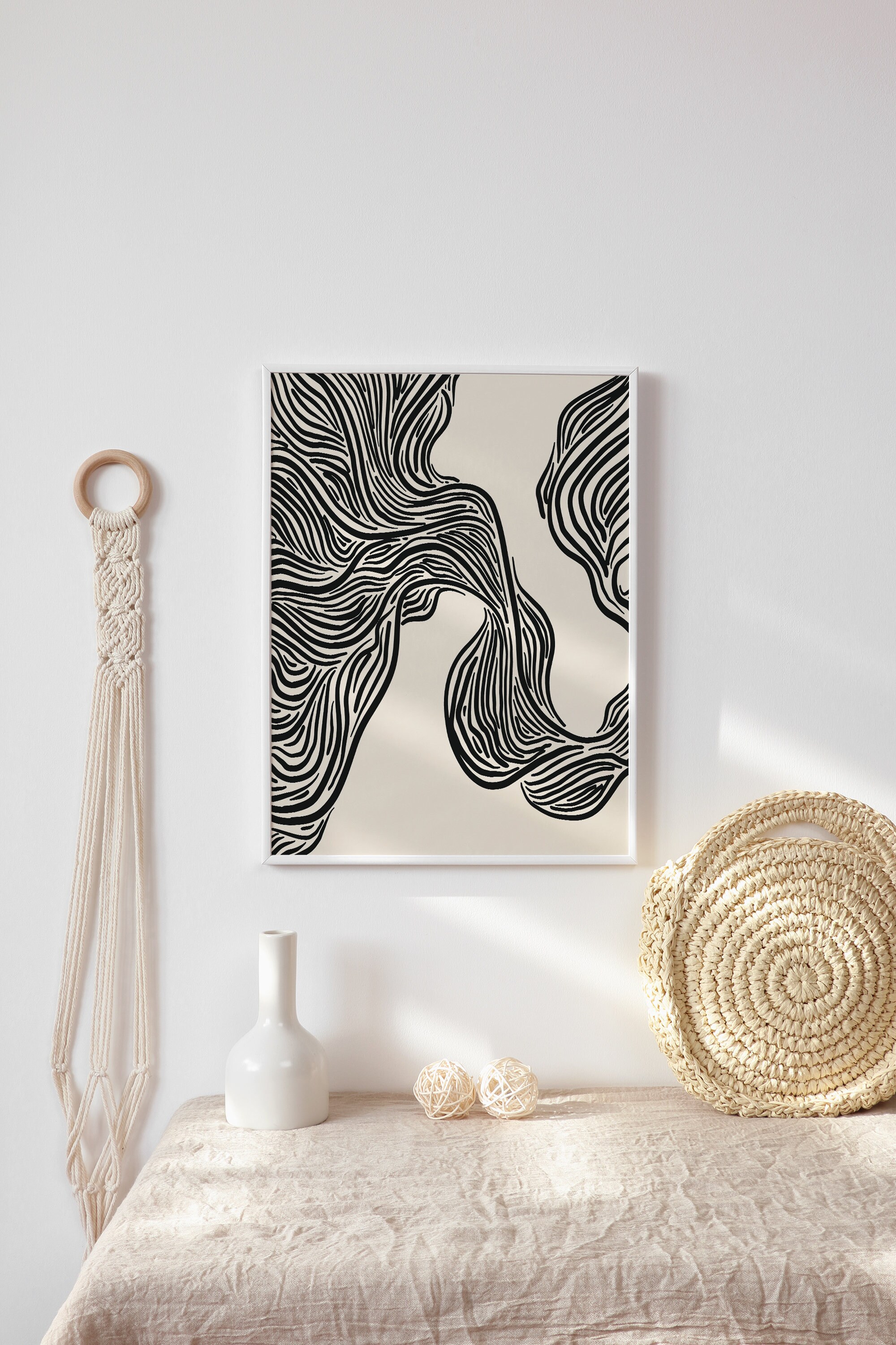Abstract Art Print Printable Line Art Poster Wavy Lines - Etsy